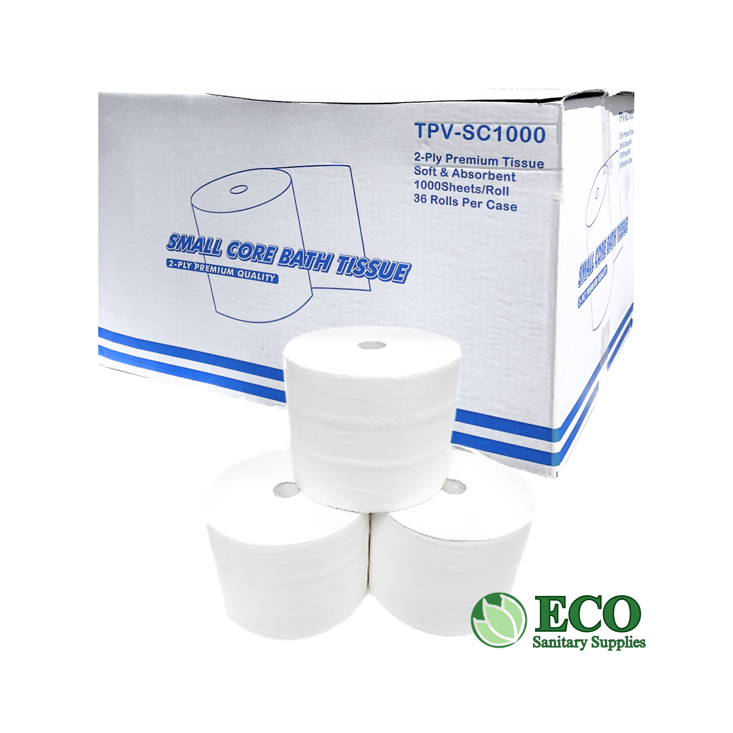 Toilet Paper Small Core 1000ft 36 rolls/cs TPV-SC1000 – Eco Sanitary ...